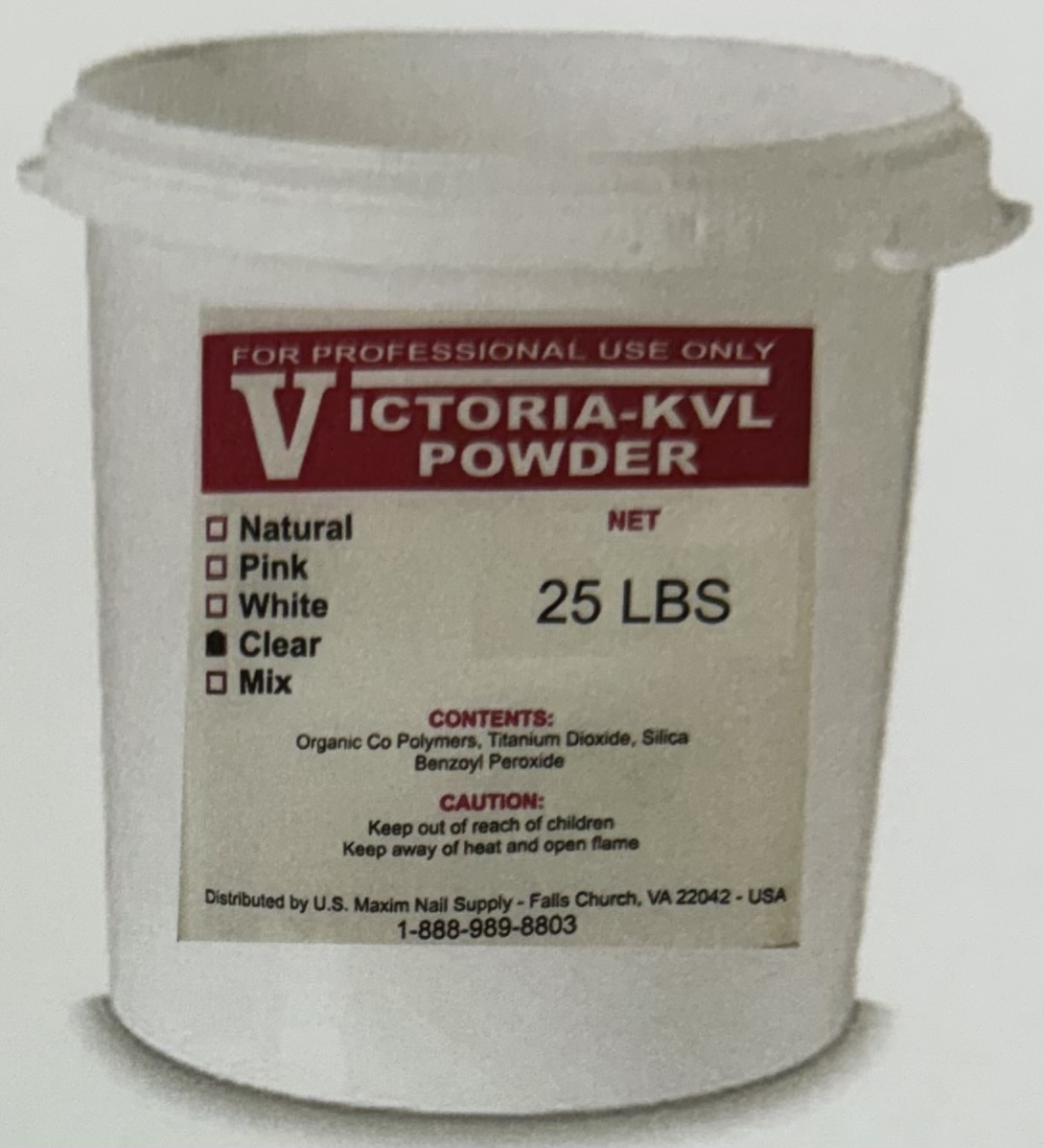 Victoria 25 LBS Powder- Clear - US Maxim Nail Supply