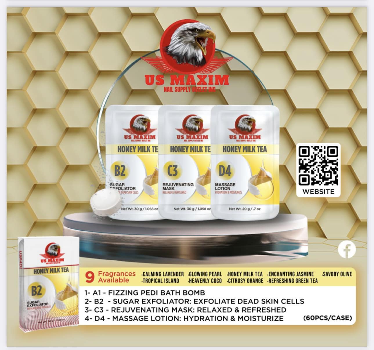 US Maxim 4 Step Pedicure Case-Honey Milk Tea BUY 10 FREE 2 - US Maxim Nail Supply